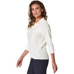 CREATION L PREMIUM Damen Polopullover aus Querstrick ecru Gr&ouml;&szlig;e 40