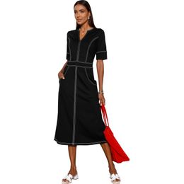 CR&Eacute;ATION L Damen Jerseykleid mit seitlichem Rei&szlig;verschluss schwarz Gr&ouml;&szlig;e 42