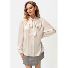 Lascana Schluppenbluse beige Gr. 42 f&uuml;r Damen. Mit Rundhals. Figurumspielend. Nachhaltig.