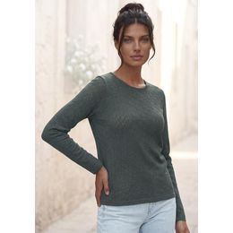 Vivance Langarmshirt graugr&uuml;n Gr. 40/42 f&uuml;r Damen. Mit Rundhals. K&ouml;rpernah. Nachhaltig.