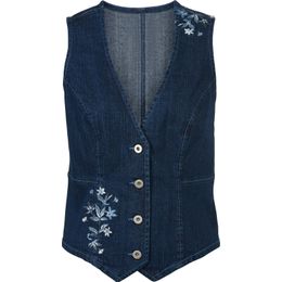 CR&Eacute;ATION L Damen Jeansweste mit Bl&uuml;tenstickerei blue-stone-washed Gr&ouml;&szlig;e 38