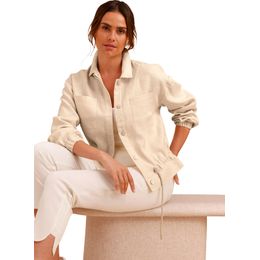 CREATION L PREMIUM Damen Blusenjacke mit Leinen sand-meliert Gr&ouml;&szlig;e 40