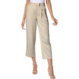 CR&Eacute;ATION L Damen Bundfaltenhose mit modisch weiten Beinen sand Gr&ouml;&szlig;e 48