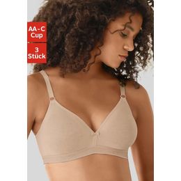PETITE FLEUR BY LASCANA Bralette-BH 1xtoffee+1xschwarz+1xwei&szlig; Gr. 70AA. Ohne B&uuml;gel. Nachhaltig.