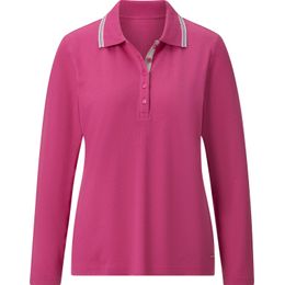 CR&Eacute;ATION L Damen Langarm-Poloshirt in Pikee-Qualit&auml;t fuchsia Gr&ouml;&szlig;e 40