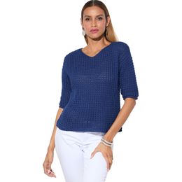 CR&Eacute;ATION L Damen 3/4-Arm-Pullover mit V-Ausschnitt royalblau Gr&ouml;&szlig;e 40