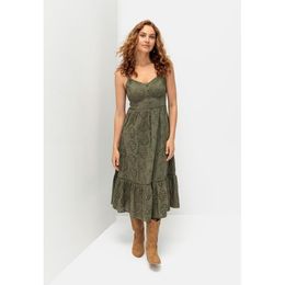 Lascana Midikleid wei&szlig; Gr. 42 f&uuml;r Damen. Mit V-Ausschnitt. Figurumspielend. Nachhaltig.