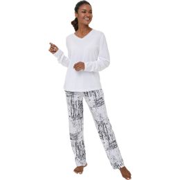 w&auml;schepur Damen Schlafanzug in Single-Jersey-Qualit&auml;t wei&szlig;-schwarz Gr&ouml;&szlig;e 36/38