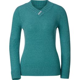 CR&Eacute;ATION L Damen V-Ausschnitt-Pullover in Boucl&eacute;-Qualit&auml;t wintert&uuml;rkis Gr&ouml;&szlig;e 40
