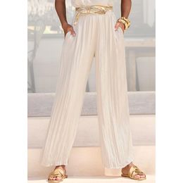 Lascana Palazzohose 'mit weiten, plissierten Hosenbeinen' beige Gr. 36 f&uuml;r Damen. Figurumspielend. Nachhaltig.