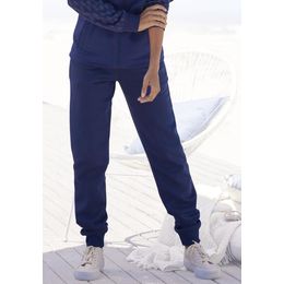 H.I.S. H.I.S Sweathose 'Heiligenhafen' blau Gr. 32/34 f&uuml;r Damen. Mit Stickerei. Bequem