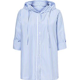 Heine Damen Gestreifte Bluse mit Kapuze himmelblau-ecru-gestreift Gr&ouml;&szlig;e 34