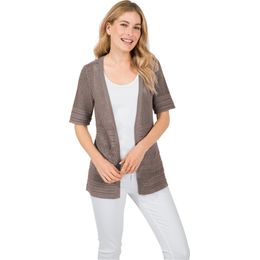 CR&Eacute;ATION L Damen Strickjacke in Ajourstrick taupe Gr&ouml;&szlig;e 38