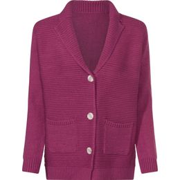 CR&Eacute;ATION L Damen Strickjacke mit Ripp-Muster vorne erika Gr&ouml;&szlig;e 38