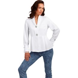CREATION L PREMIUM Damen Bluse mit Stehkragen und Schmuckkn&ouml;pfen wei&szlig; Gr&ouml;&szlig;e 38