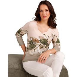 CREATION L PREMIUM Damen Print-Shirt mit platziertem Druck elfenbein-schlamm-bedruckt Gr&ouml;&szlig;e 36