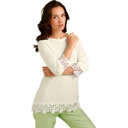 CREATION L PREMIUM Damen Feinstrickpullover mit breitem Spitzenabschlusss ecru Gr&ouml;&szlig;e 36