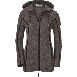 CR&Eacute;ATION L Damen Kapuzenfleecejacke mit Umlegekragen mokka-meliert Gr&ouml;&szlig;e 40