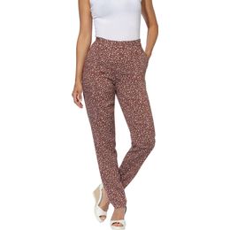 CR&Eacute;ATION L Damen Schlupfhose mit Dehnbund rotbraun-wei&szlig;-bedruckt Gr&ouml;&szlig;e 19