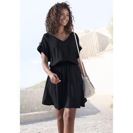 Buffalo Sommerkleid 'mit V-Ausschnitt aus weicher Lyocellware' blau Gr. 34 f&uuml;r Damen. Mit V-Ausschnitt. Figurumspielend. Nachhaltig.