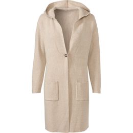CR&Eacute;ATION L Damen Longstrickjacke mit Kapuze beige-meliert Gr&ouml;&szlig;e 40