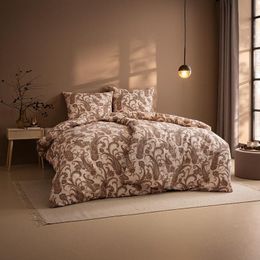 Estella Bettw&auml;sche &raquo;Varena&laquo; 2 braun Flanell, Bezug: 100% Baumwolle B/L: 135cm x 200cm, 1 Stk., 1 Stk., Flanell, B/L: 80cm x 80cm, 2