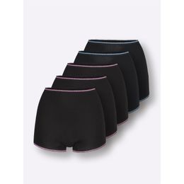 w&auml;schepur w&auml;schepur Damen Panty mit M&auml;usez&auml;hnchen-Borte, 2x schwarz-hellblau + 3x schwarz-orchidee, Gr&ouml;&szlig;e 40