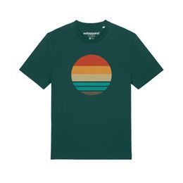 Watapparel T-Shirt 'Retro Sunset Ocean' Herren Gr&ouml;&szlig;e XXXL gr&uuml;n / dunkelgr&uuml;n