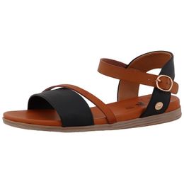 Mustang Shoes Damen Sandale &raquo;Eireen&laquo; Sandalette, Sommerschuh mit logogepr&auml;gter Niete braun 38