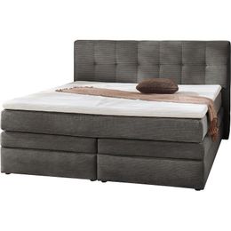 Jockenh&ouml;fer Boxspringbett &raquo;Amy&laquo; mit 6 cm Kaltschaum-Topper, Cord-Bezug, 180x200 und 200x200 cm grau Bezug Bett: Cordstoff (100% Polyester);Topper und 