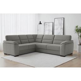 Sit & More sit&more Ecksofa &raquo;Montego L-Form, B: 256 cm, gro&szlig;e Stoffauswahl, Komfortsitzh&ouml;he 46 cm&laquo; mit Schlaffunktion, optional Schubkasten mit Stauraum grau 100