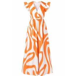 Elara Kleid Damen Gr&ouml;&szlig;e 38 orange / wei&szlig; Sommerkleid
