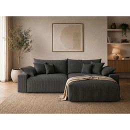 OTTO home Ecksofa &raquo;Amici L-Form, B: 302 cm, Mega-Sofa in Boucle und Cord&laquo; Couch mit Federkern & 6 Zierkissen, frei stellbar 100% Polyester B/H/T: 