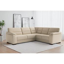 Sit & More sit&more Ecksofa &raquo;Montego L-Form, B: 256 cm, gro&szlig;e Stoffauswahl, Komfortsitzh&ouml;he 46 cm&laquo; mit Schlaffunktion und Schubkasten mit Stauraum beige 100% 