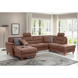 Home Affaire Wohnlandschaft &raquo;Palmera U-Form, B: 308 cm, gro&szlig;e Stoff + Leder Auswahl&laquo; optional Schlaffunktion & Bettkasten, Federkern, XXL-