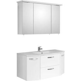 Badm&ouml;bel-Set &raquo;Quickset 326, 3-teilig, mit Mineralmarmorbecken&laquo; 3 Stk. tlg. wei&szlig; Spanplatte B/H/T: 115cmcm x 200cmcm x 48cmcm