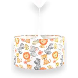 Niermann H&auml;ngeleuchte &raquo;Stoff-Pendelleuchte Motiv "Little Safari", Kinderzimmer, Kinderlampe&laquo; E27 1 Stk. Stoffschirm, h&ouml;henverstellbare 