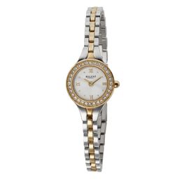 Regent Uhren Regent Damen Quarzuhr Armbanduhr, Damenuhr, Edelstahlarmband, analog, Glassteine gold Einheitsgr&ouml;&szlig;e
