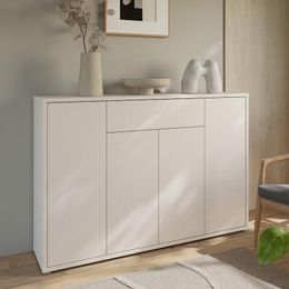 FORTE Schuhschrank &raquo;Alice Springs&laquo; B/H/T 143,9/99,1/34,9 cm Push to open, 28 Paar Schuhe wei&szlig; Holzwerkstoff Kashmir Beige, B/H/T: 143,9cm x 99,1cm x 