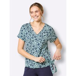 Catamaran Sports Damen Funktionsshirt in Wickel-Optik, dunkelblau-mint-gemustert, Gr&ouml;&szlig;e 48/50