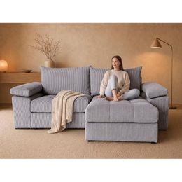 OTTO home Ecksofa &raquo;Soft&Cosy Pik XL, L-Form, B: 246 cm, Mega Sofa in Cord&laquo; Lounge-Komfort mit edler Sitzsteppung, Federkern grau 100% Polyester B/H/T: