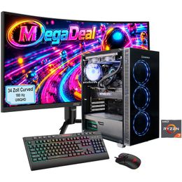 GAMEMAX Gaming-PC-Komplettsystem &raquo;MegaDeal Draco XD 2841 AMD Ryzen 7 9700X 32GB DDR5 1TB SSD RTX 5070Ti&laquo; 34 &prime;&prime; AMD Ryzen 7 GeForce RTX? 5070Ti 32 GB 