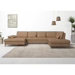 OTTO home Wohnlandschaft &raquo;Costello U-Form, B: 363 cm mit Sitztiefen-, Armteilverstellung &&laquo; 3 Nierenkissen, optional Schlaffunktion & Bettkasten braun