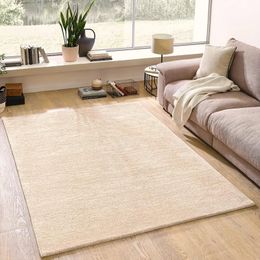 OTTO home Wollteppich &raquo;Gabbo Natur, Handgefertigt, Teppich, reine Wolle, meliert&laquo; rechteckig 14 mm H&ouml;he reine Wolle, Uni, Wohnzimmer, Schlafzimmer, 