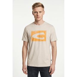 Camel Active Herren Camel Active T-Shirt normale Passform, Kurzarm-Design, bedruckte Optik mit Logo-Print beige S