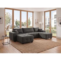 OTTO home Wohnlandschaft &raquo;Bella U-Form, B: 314 cm, inkl. Schlaffunktion&laquo; inkl. Bettkasten, Bonellfederkern, extra gro&szlig;e Liegefl&auml;che: 269x135cm grau 