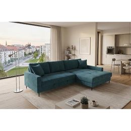 Trends by HG Ecksofa &raquo;Summer L-Form, B: 284 cm, Schlaffunktion, 2 Zierkissen&laquo; optional mit Kopfst&uuml;tzen, Wellenfederung, frei stellbar gr&uuml;n 90% 