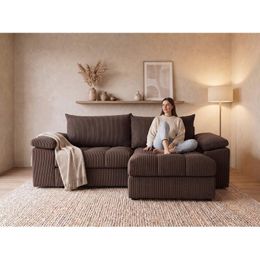 OTTO home Ecksofa &raquo;Soft&Cosy Pik XL, L-Form, B: 246 cm, Mega Sofa in Cord&laquo; Lounge-Komfort mit edler Sitzsteppung, Federkern grau 100% Polyester B/H/T: