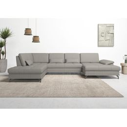 OTTO home Wohnlandschaft &raquo;Costello U-Form, B: 363 cm mit Sitztiefen-, Armteilverstellung &&laquo; 3 Nierenkissen, optional Schlaffunktion & Bettkasten grau 