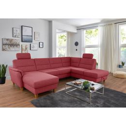 Home Affaire Wohnlandschaft &raquo;Palmera U-Form, B: 308 cm, gro&szlig;e Stoff + Leder Auswahl&laquo; mit Schlaffunktion & Bettkasten, Federkern, XXL-Wohnlandschaft 